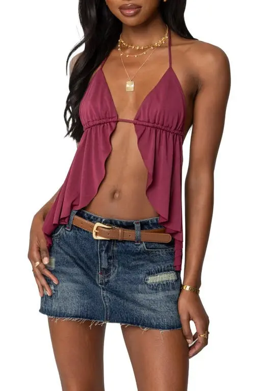 EDIKTED Calla Split Front Halter Top