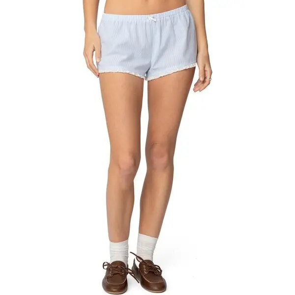 EDIKTED Danna Pinstripe Shorts - Light-blue