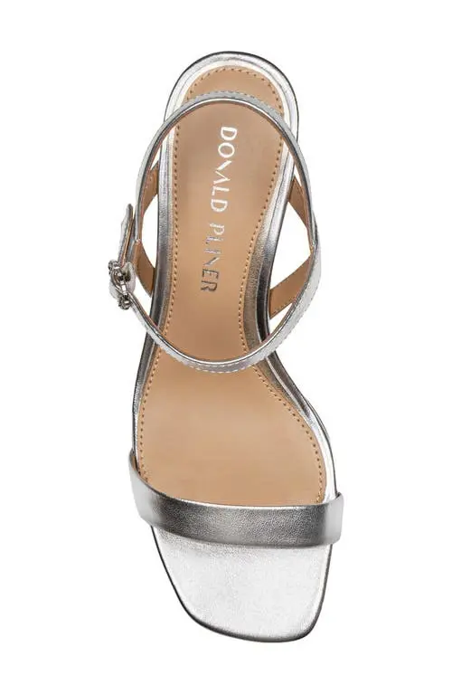 DONALD PLINER Block Heel Sandal - Silver