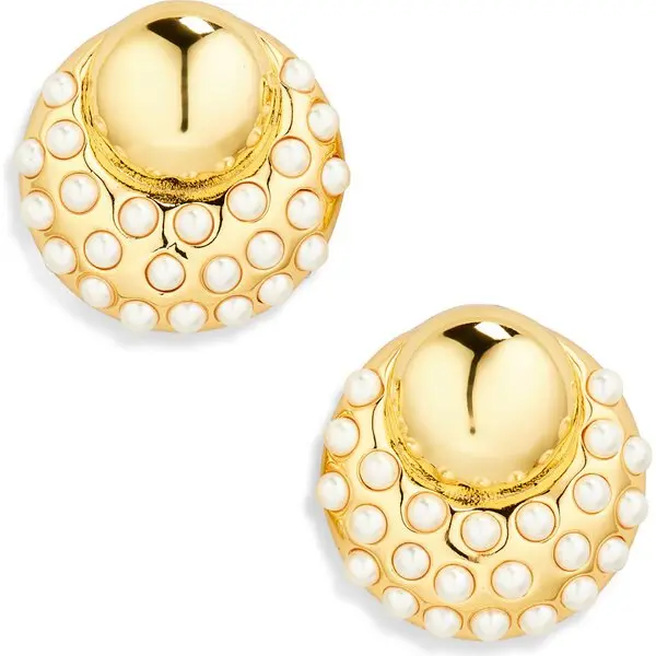 Lele Sadoughi Archer Button Stud Earrings - Pearl