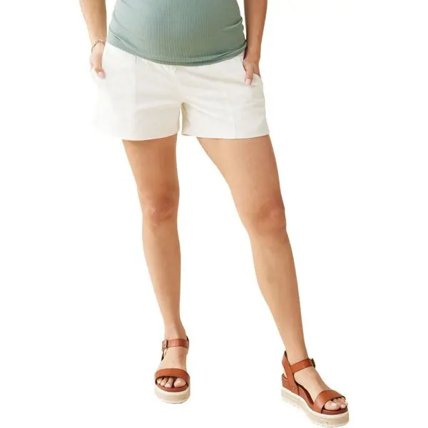 INGRID & ISABEL Maternity Utility Shorts - Off-white