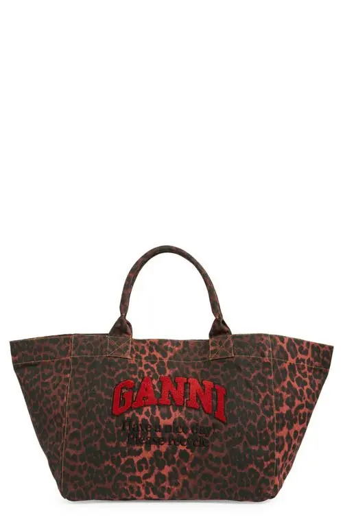 GANNI Xxl Leopard Print Shopper