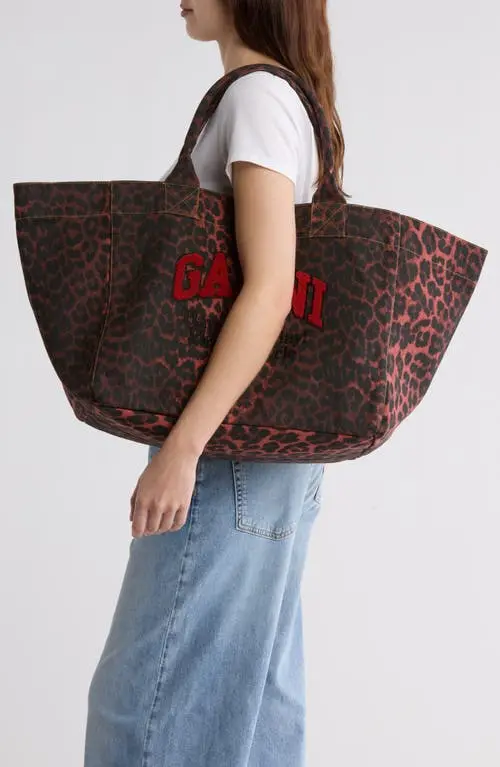 GANNI Xxl Leopard Print Shopper