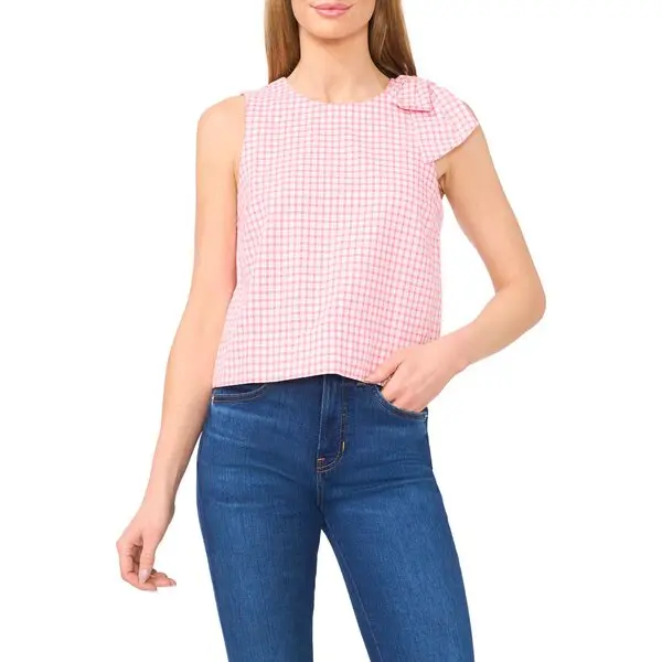 CECE DUPRAZ Gingham Bow Shoulder Top - Confetti