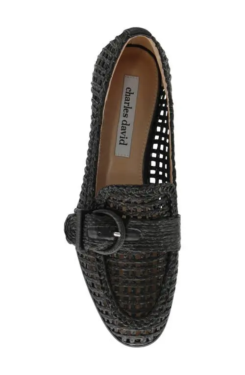 CHARLES DAVID Follies Raffia Loafer - Black