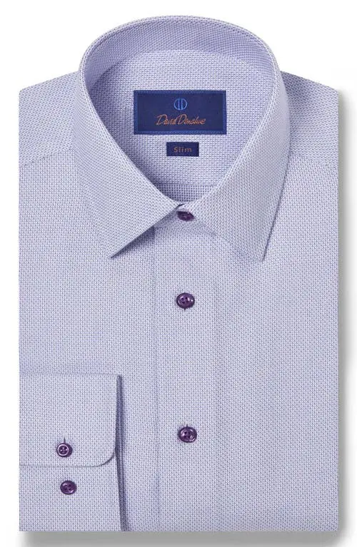 David Donahue Slim Fit Cotton Dress Shirt - Lilac/ Blue