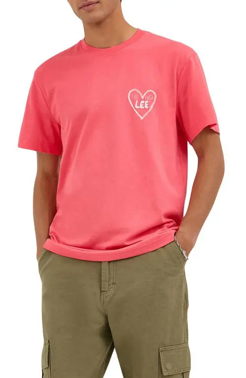 LEEM Heart Logo Embroidered Cotton T-shirt