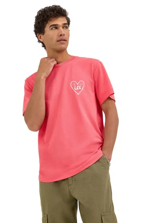 LEEM Heart Logo Embroidered Cotton T-shirt