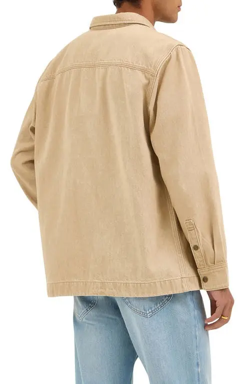 LEEM Cotton Blend Twill Snap-up Overshirt - Cappucino