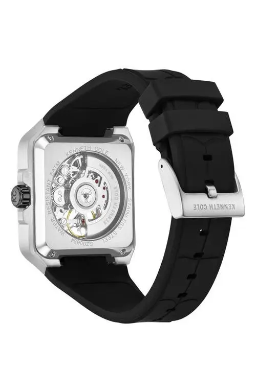 KENNETH COLE Automatic Square Strap Watch - Black