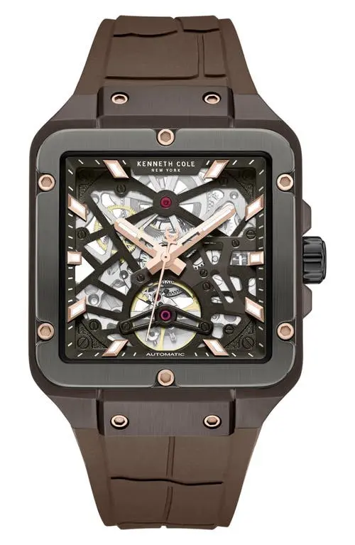 KENNETH COLE Automatic Strap Watch - Brown