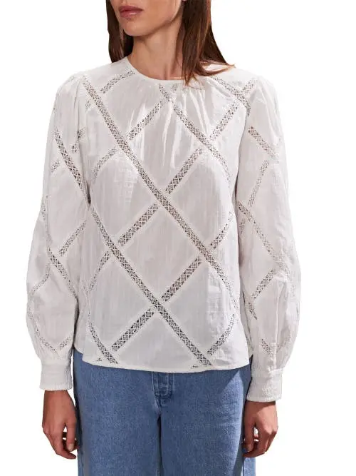 RO&ZO Diamond Lace Trim Blouse
