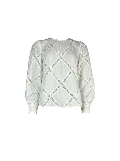 RO&ZO Diamond Lace Trim Blouse