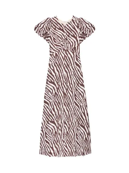 RO&ZO Puff Sleeve Midi Dress - Brown