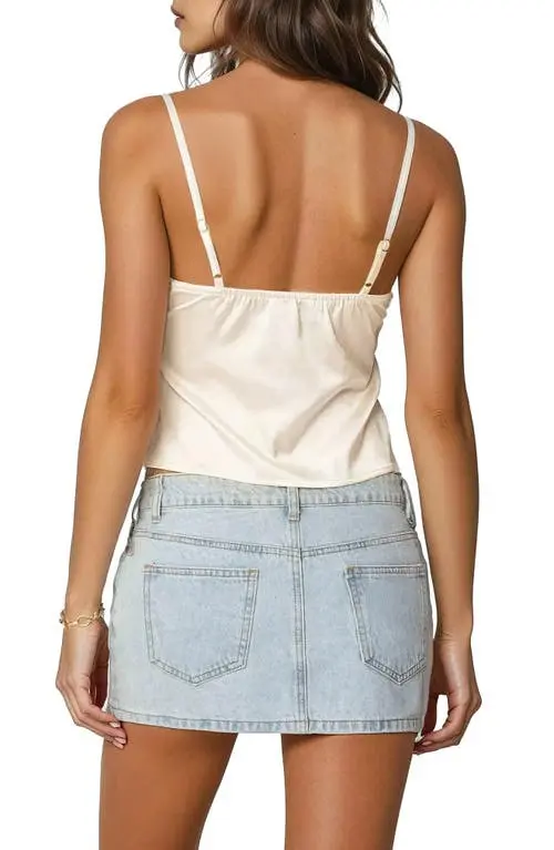 EDIKTED Tamar Lace Trim Satin Camisole - Cream