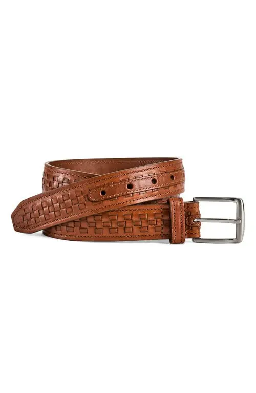 Johnston & Murphy Woven Leather Belt - Brown