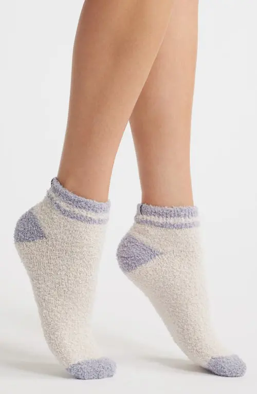 Barefoot Dreams Cozychic® Stripe Ankle Socks - Sand Dune/ Lilac