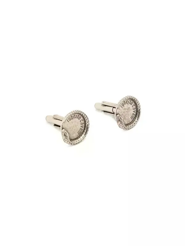 Roberto Cavalli Snake-embossed Cufflinks - Silver