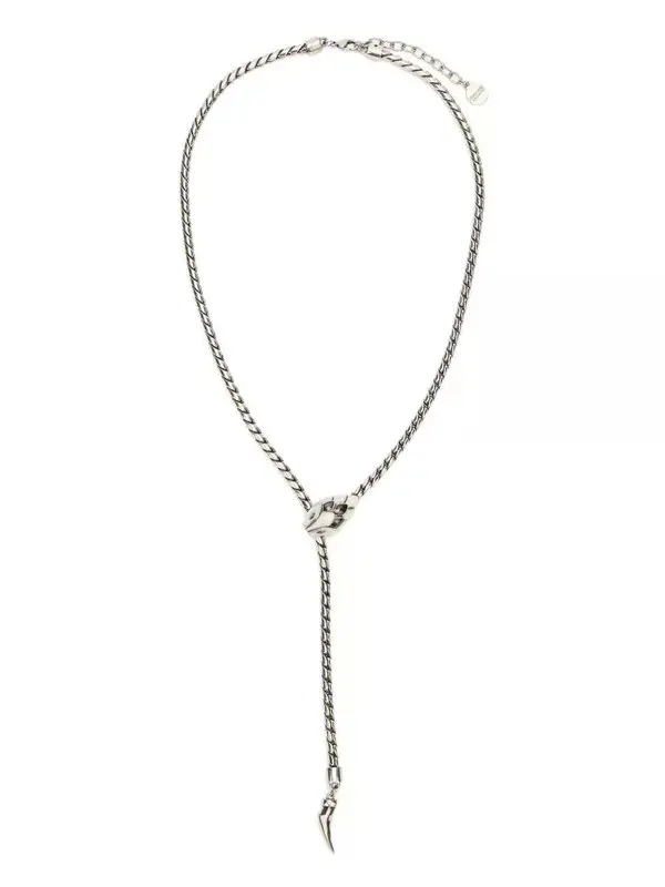 Roberto Cavalli Snake And Fang Pendant Necklace - Silver