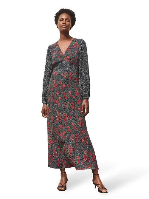 RO&ZO Floral And Spot Mix Dress - Red