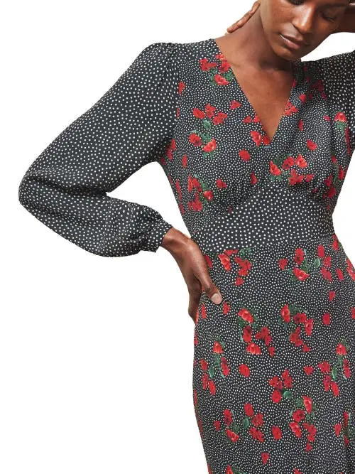 RO&ZO Floral And Spot Mix Dress - Red