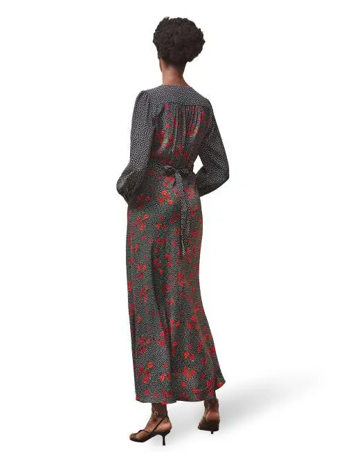 RO&ZO Floral And Spot Mix Dress - Red