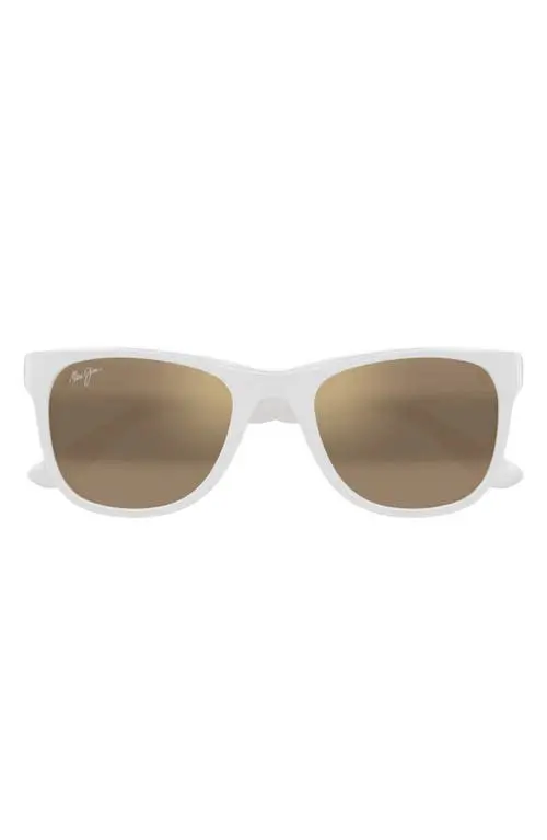 Maui Jim Kikonia Xl Wraparound Rectangular Sunglasses - White