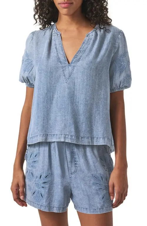 Splendid Cayden Embroidered Chambray Top - Indigo