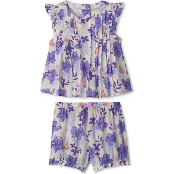 HATLEY Painted Magnolias Pintuck Top & Bubble Shorts Set