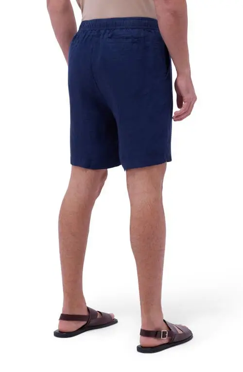 Bugatchi Trent Drawstring Linen Shorts - Navy