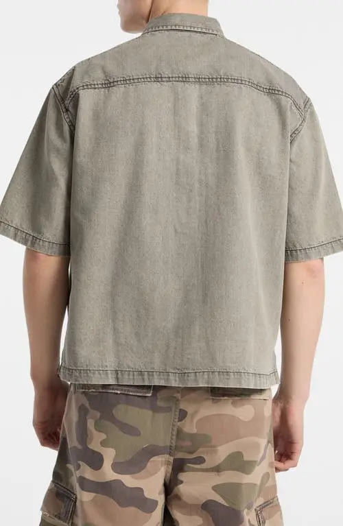 GUESS ORIGINALS Go Boxy Denim Short Sleeve Button-up Shirt