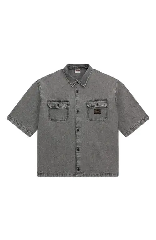 GUESS ORIGINALS Go Boxy Denim Short Sleeve Button-up Shirt