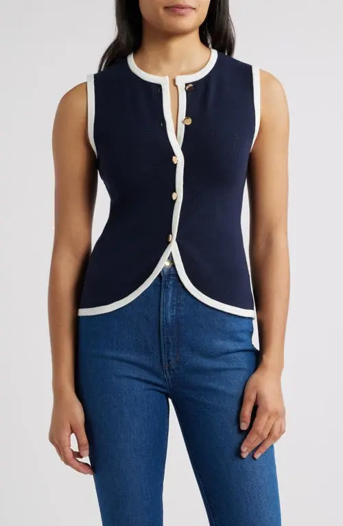 ZOE AND CLAIRE Contrast Piping Sweater Vest