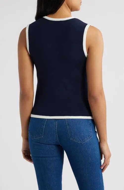 ZOE AND CLAIRE Contrast Piping Sweater Vest