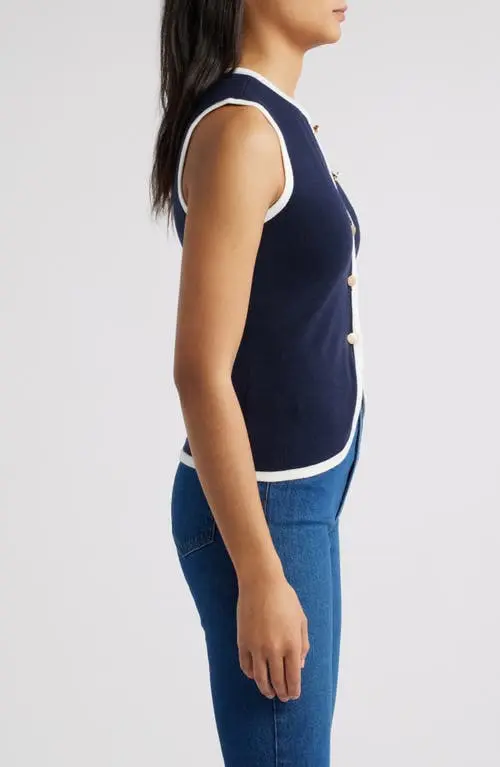 ZOE AND CLAIRE Contrast Piping Sweater Vest