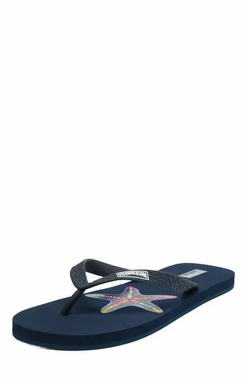Vilebrequin Disco Stars Flip Flops - Bleu Marine