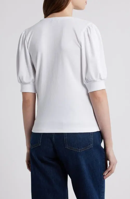 Rails Jewel Puff Sleeve Top - White Rib