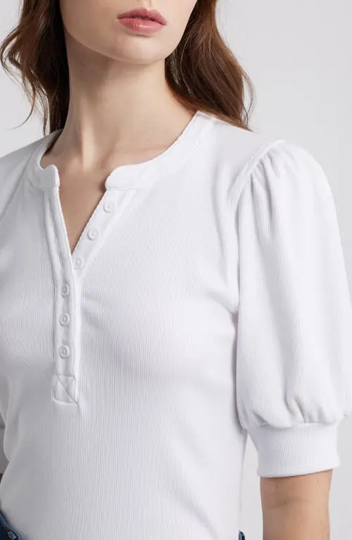 Rails Jewel Puff Sleeve Top - White Rib