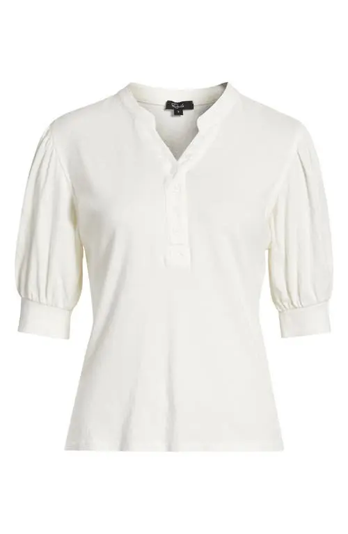 Rails Jewel Puff Sleeve Top - White Rib