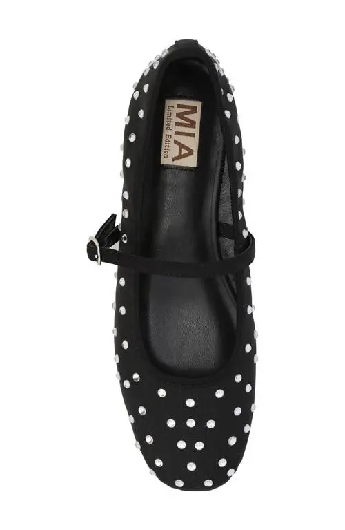 Mia Kerra Rhinestone Stud Ballet Flat - Black