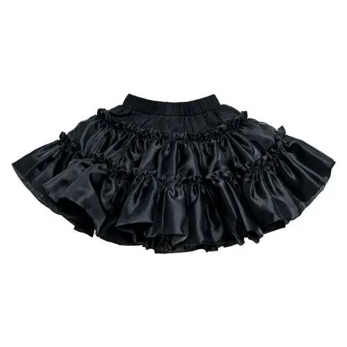 MIMI TUTU Frilled Satin Skort - Black