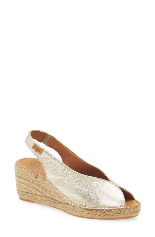 TONI PONS Laila Peep Toe Wedge Espadrille - Platinum