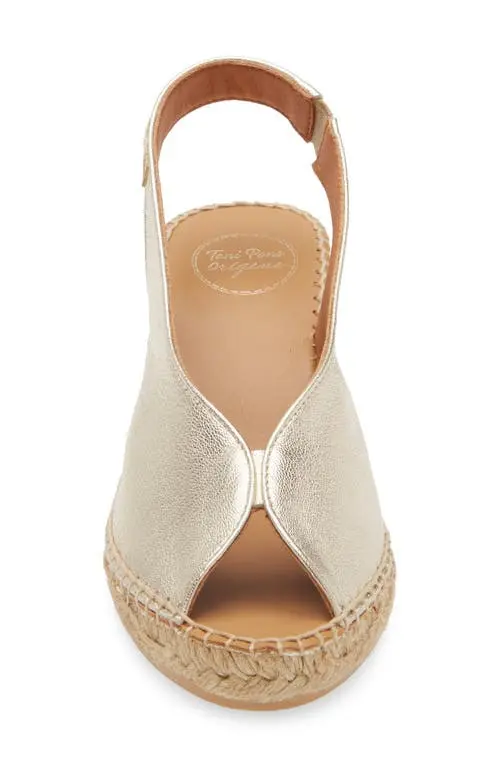 TONI PONS Laila Peep Toe Wedge Espadrille - Platinum