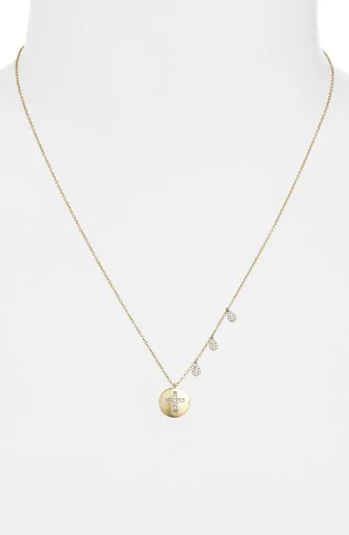 Meira T Diamond Cross Disc Pendant Necklace