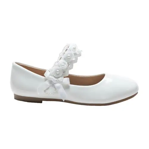 TULLEEN Rose Pearl Doily Flats - White