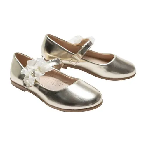 TULLEEN Haile Rhinestone Flower Flats - Gold
