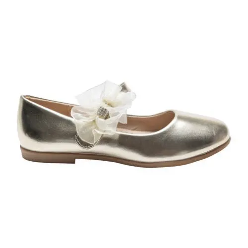 TULLEEN Haile Rhinestone Flower Flats - Gold