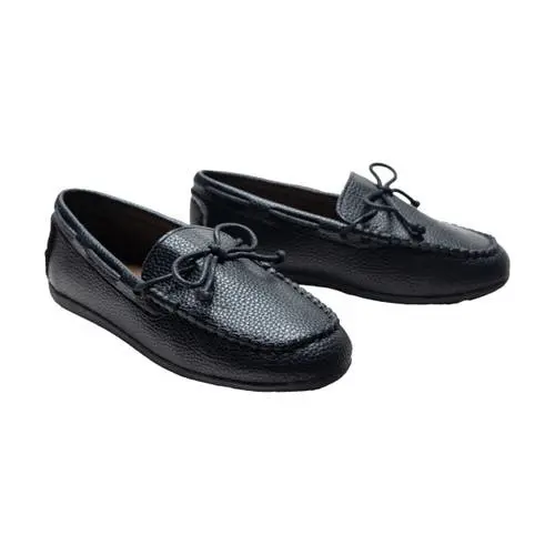 MOUSTACHE Leather Moccasin Loafers - Black