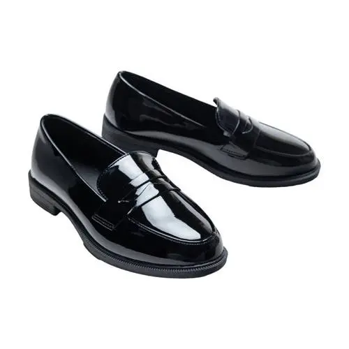 MOUSTACHE Patent Penny Loafers - Black