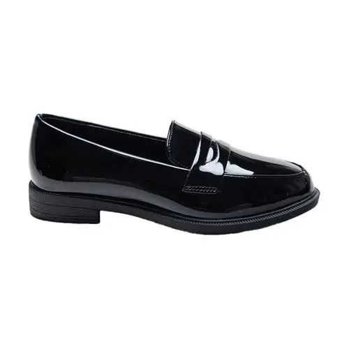 MOUSTACHE Patent Penny Loafers - Black